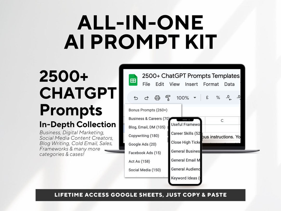 2500 Ultimate AI Chatgpt Prompt Templates, Google Sheets, AI Prompt ...