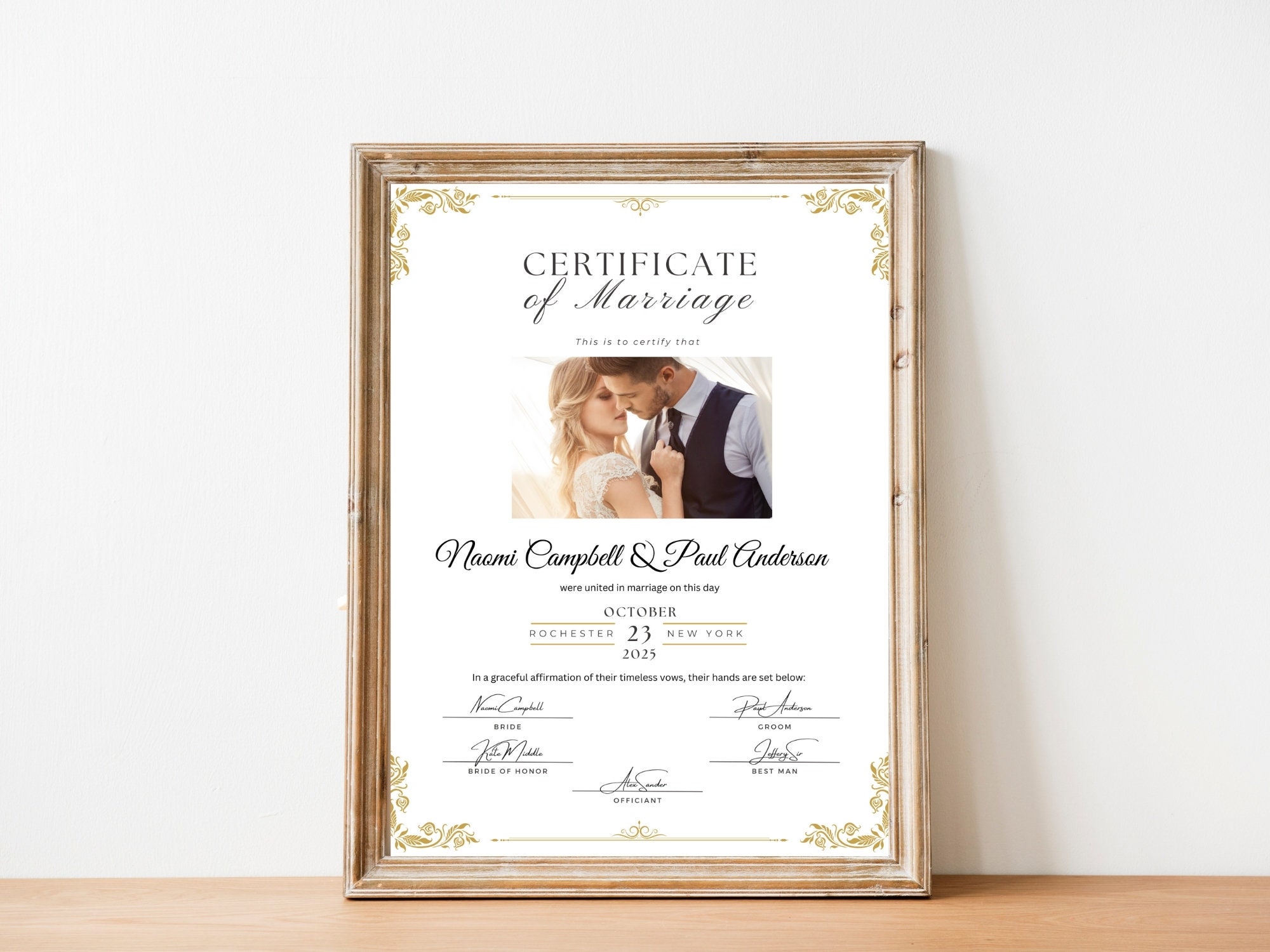 Editable Marriage Certificate Template, Printable Certificate of ...
