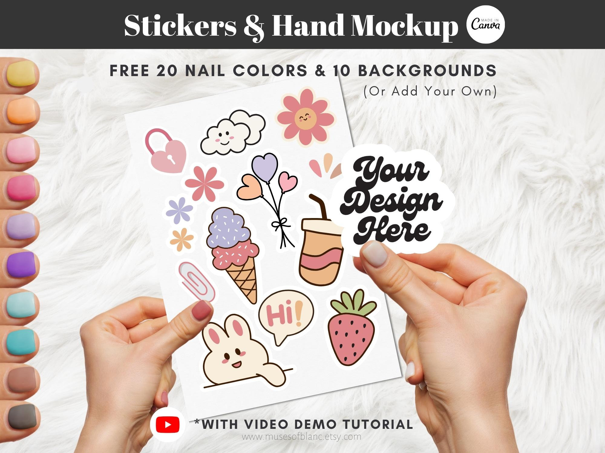 Editable Sticker Mockup Template, Hand Holding Sticker Mockup, Sticker ...