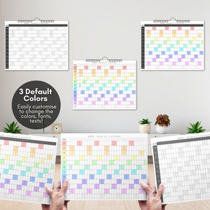 Editable 2025 Calendar Printable Year Planner, Year at a Glance 2025 Wall Calendar Annual ...