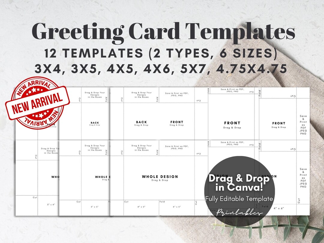 Drag and Drop Greeting Card Templates Editable Canva - Etsy