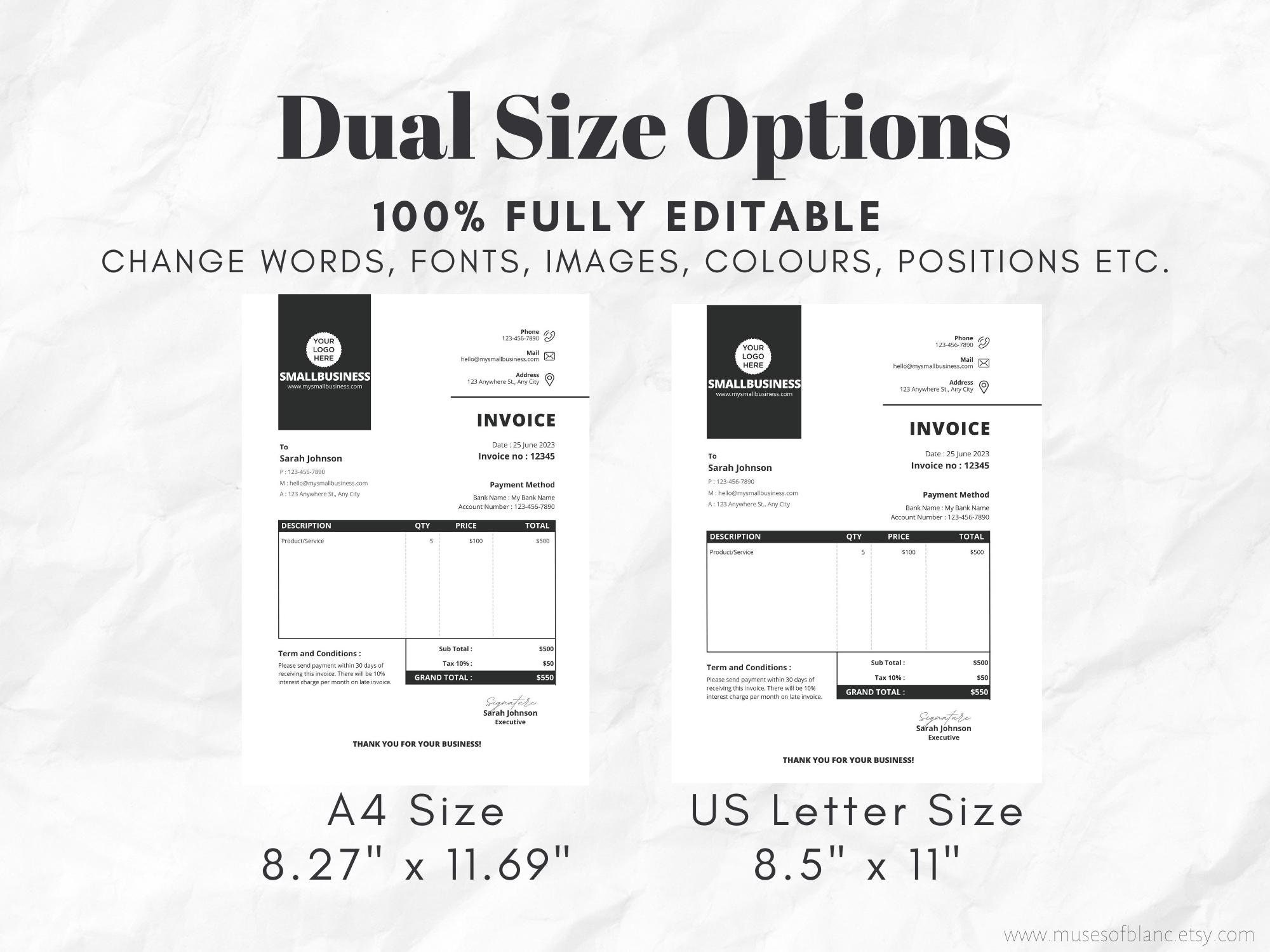Editable Invoice Templates, Business Invoice Forms, Printable Invoice ...