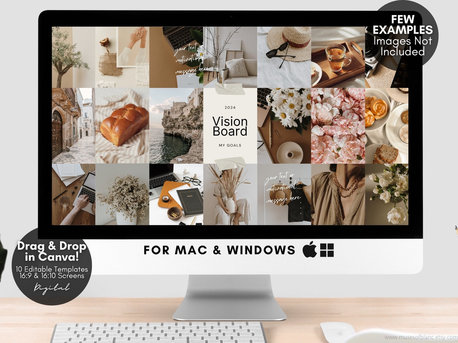 Editable Digital Vision Board Template, Custom Photo Collage Vision ...