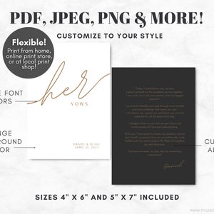 Editable Wedding Vows Card Template, Editable Canva Template Wedding ...