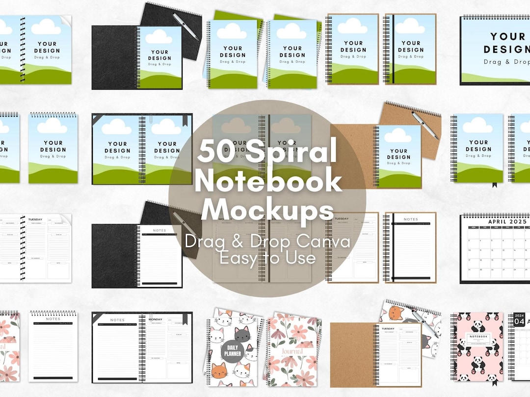 50 Spiral Notebook Mockup Templates Spiral Journal Mockup - Etsy