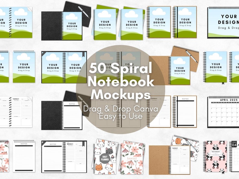 50 Spiral Notebook Mockup Templates Spiral Journal Mockup - Etsy