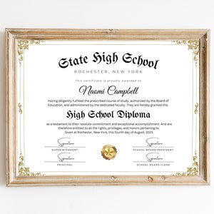 Editable High School Diploma Certificate Template, Printable Diploma ...