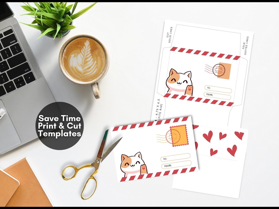 DIY Printable Envelope Template, Custom Envelope Liner Templates, A1 A2 ...