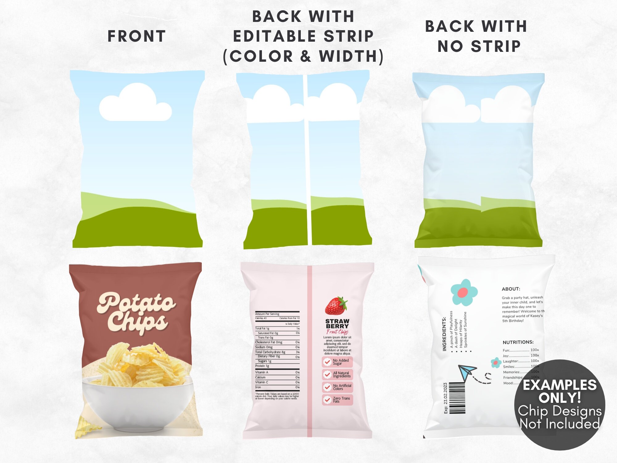 Editable Chip Bag Mockup Template, Drag and Drop Chip Bag Template ...