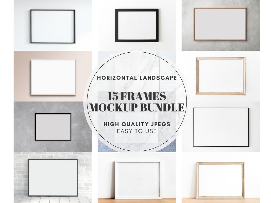 15 Horizontal Frame Mockup Bundle, Landscape Wall Art Frame, Basic ...