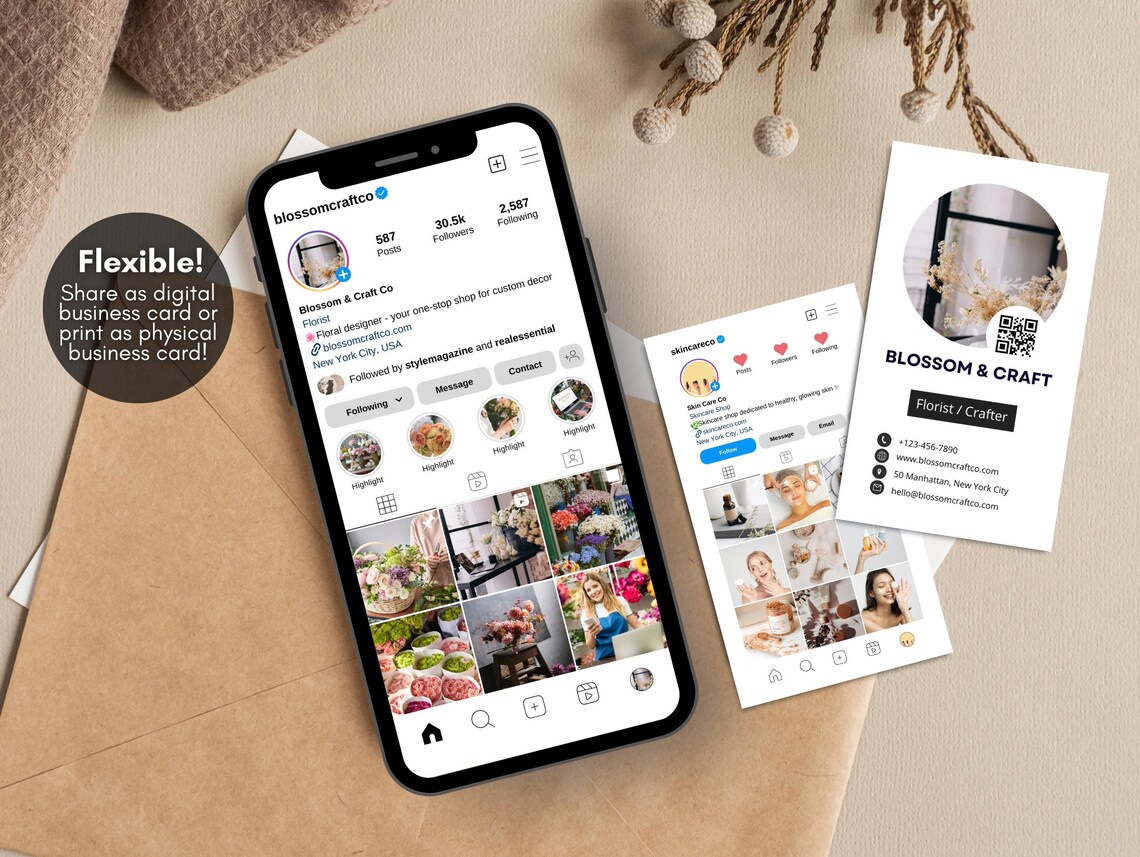 Editable Instagram Business Card Templates Printable Instagram - Etsy