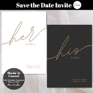 Editable Wedding Vows Card Template, Editable Canva Template Wedding ...