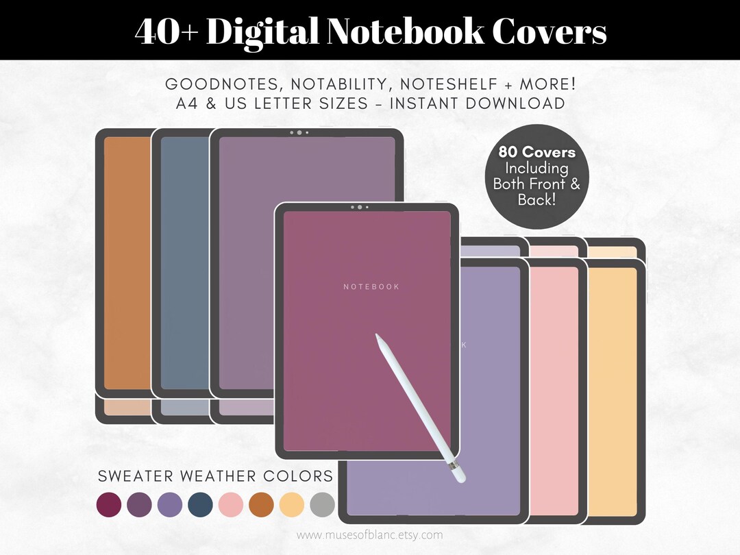 40 Digital Notebook Covers, Digital Planner Cover, Goodnotes ...