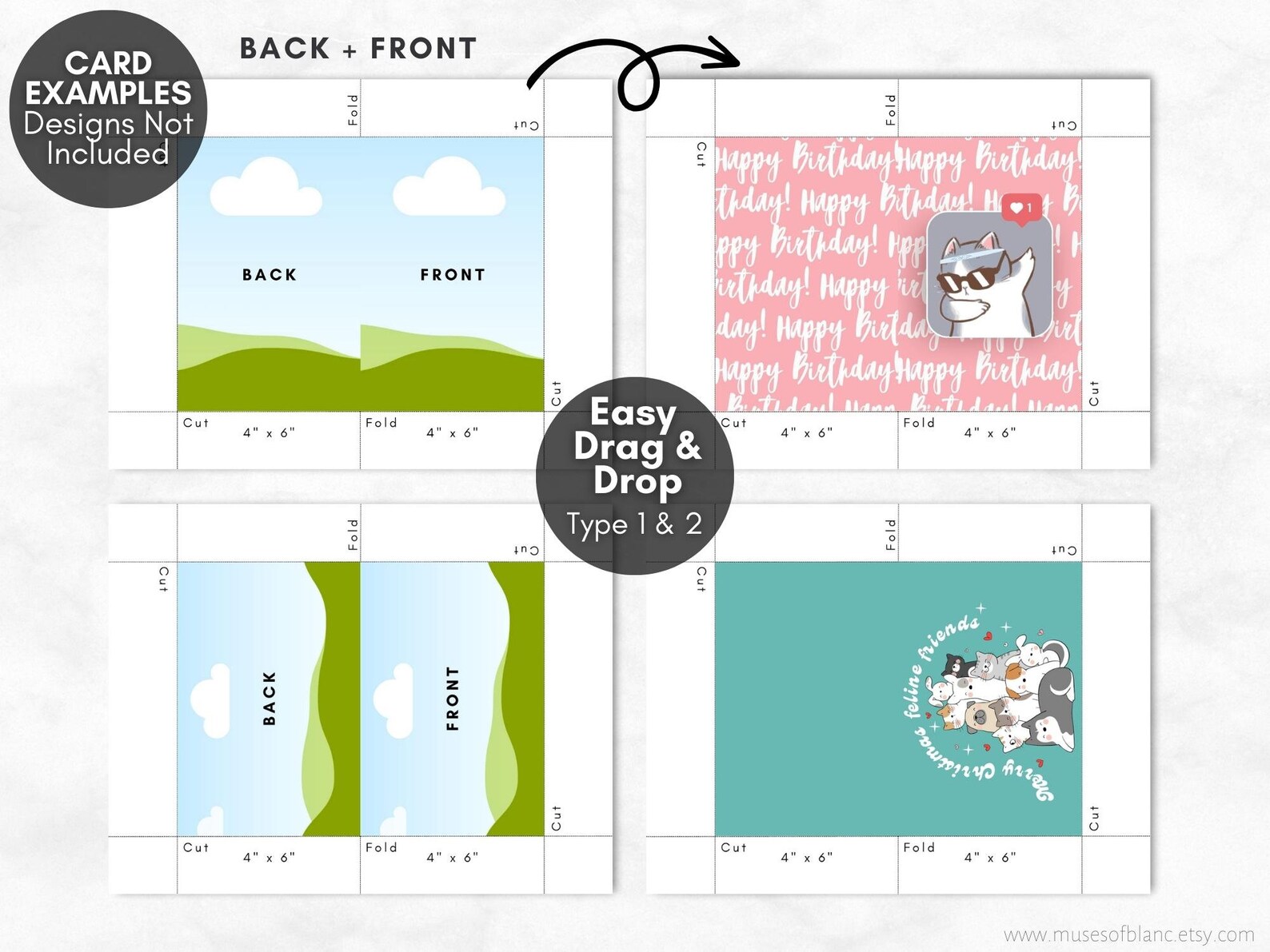 Drag and Drop Greeting Card Templates, A6 Printable Envelope Template ...