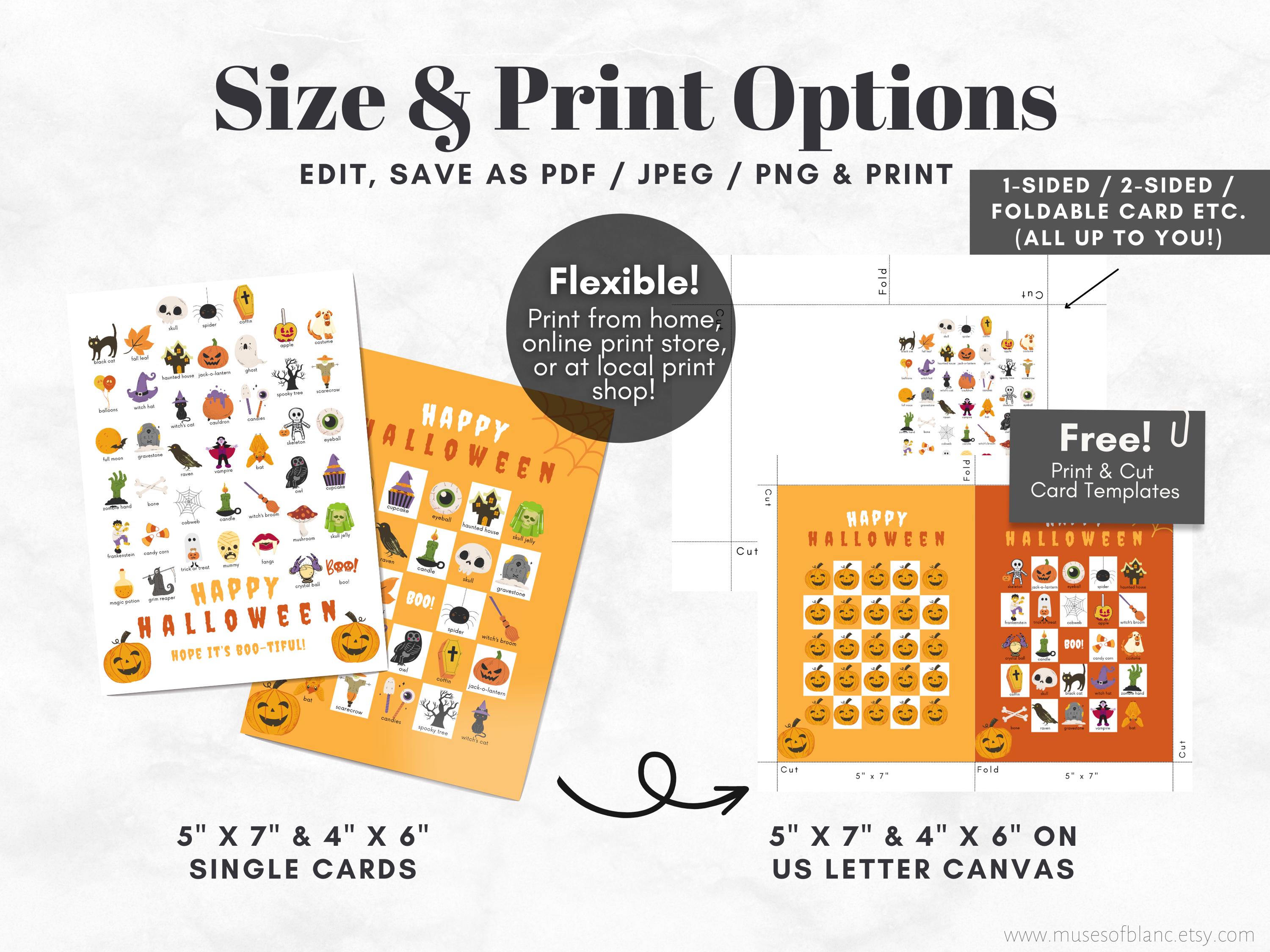 Editable Halloween Cards Templates, Printable Unique Halloween Greeting ...