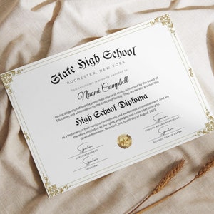 Editable High School Diploma Certificate Template, Printable Diploma ...
