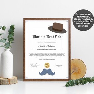 Editable World’s Best Dad Certificate Template, Custom Happy Father’s ...
