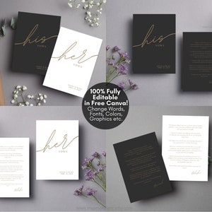Editable Wedding Vows Card Template, Editable Canva Template Wedding ...