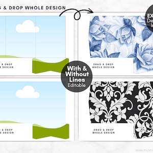 Drag and Drop Trifold Pocket Envelope Template, Printable 5x7 Tri Fold ...