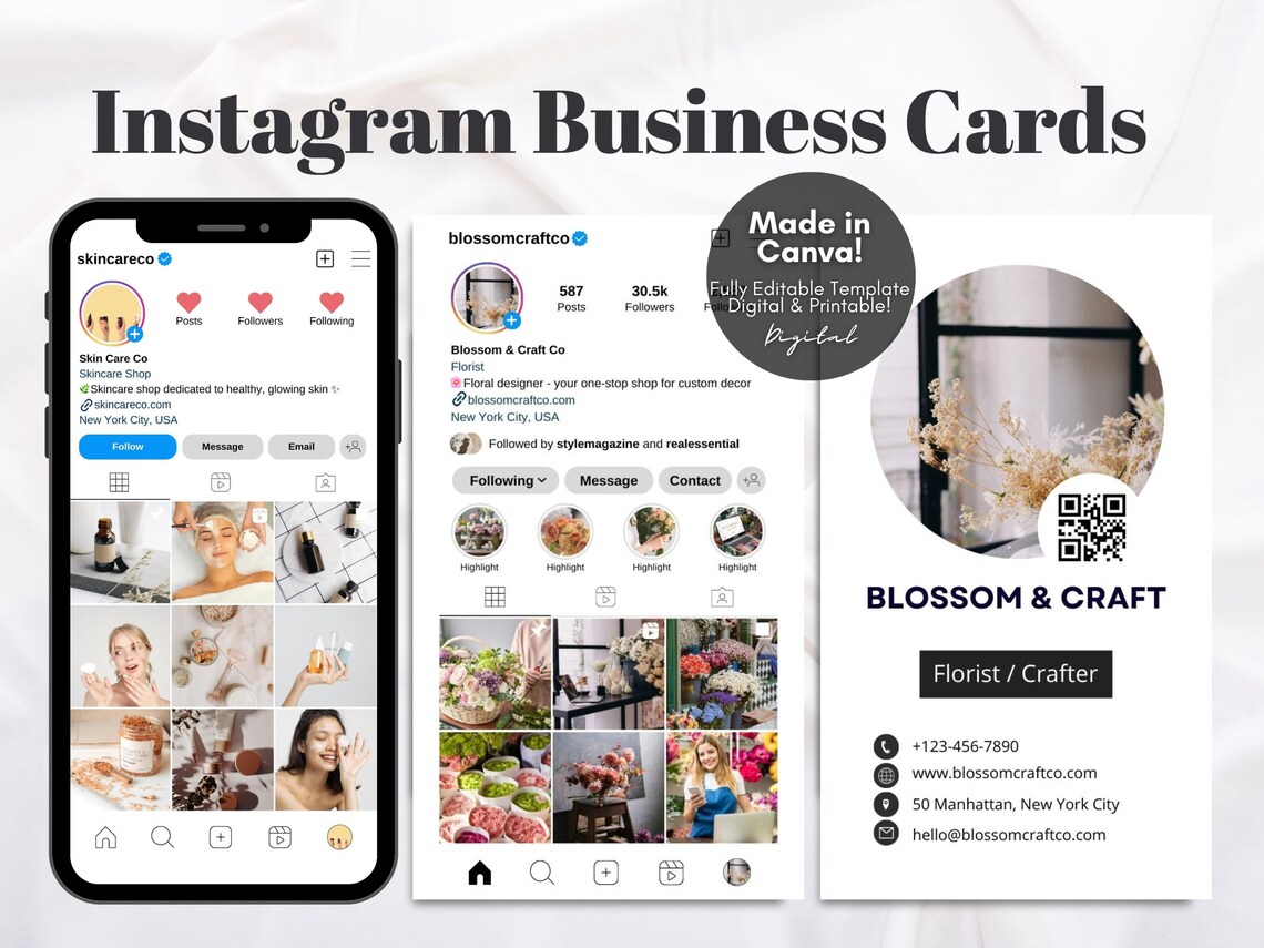 Editable Instagram Business Card Templates Printable Instagram - Etsy