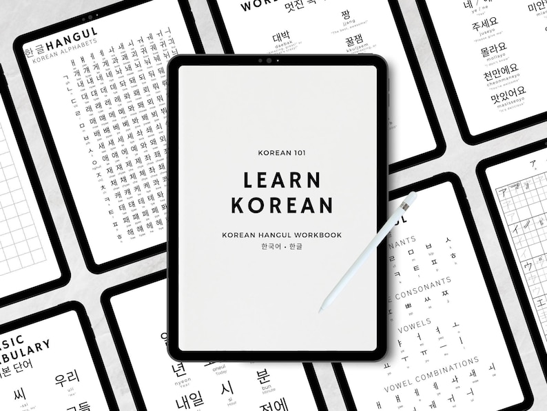 Learn Korean Beginner Workbook, Hangul Chart Korean Learning Workbook ...