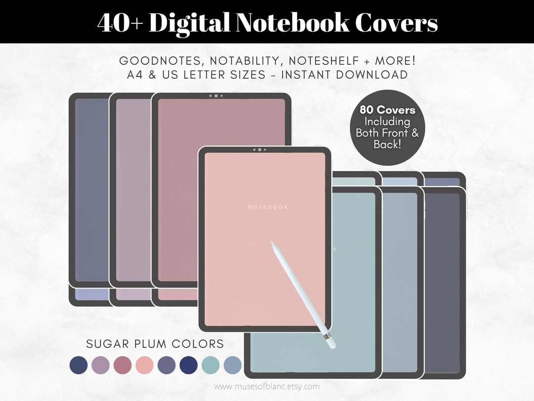 40 Digital Notebook Covers, Digital Planner Covers, Goodnotes ...