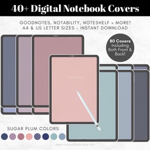 40 Digital Notebook Covers, Digital Planner Covers, Goodnotes ...