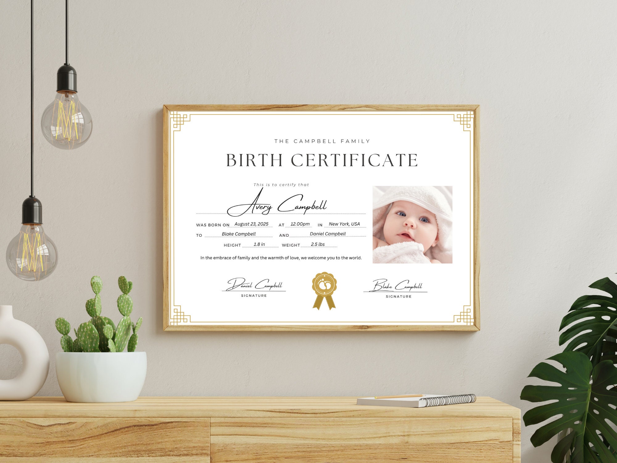 Editable Certificate of Birth Certificate Template, Printable Birth ...