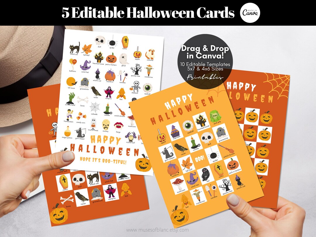 Editable Halloween Cards Templates, Printable Unique Halloween Greeting ...