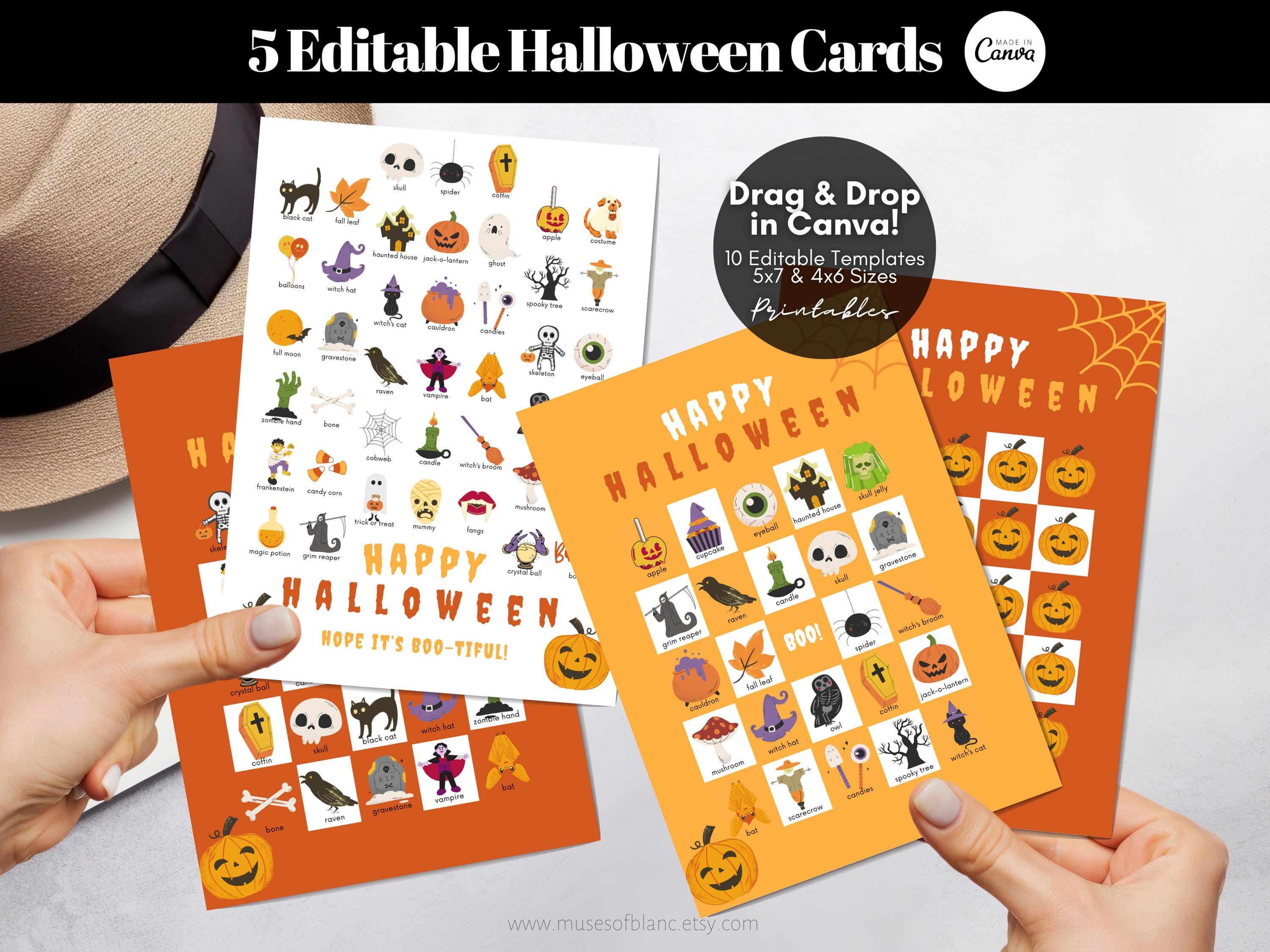 Editable Halloween Cards Templates, Printable Unique Halloween Greeting ...