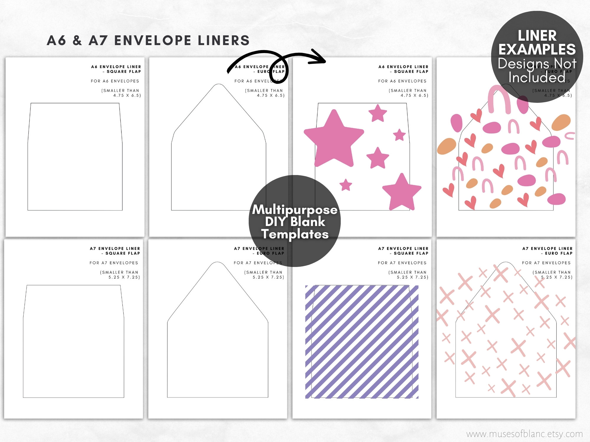 DIY Printable Envelope Liner Templates, Editable Canva Templates, Liner ...