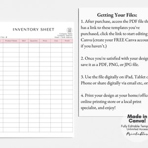 3 Product Inventory Templates Bundle Editable & Printable - Etsy