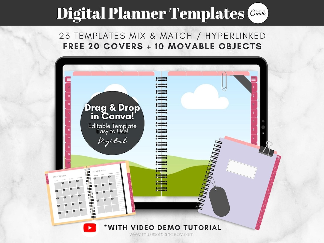 Drag and Drop Digital Planner Templates, Editable PLR Planner ...