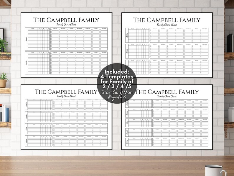 Editable Family Chore Chart Printable Editable Google Sheets - Etsy