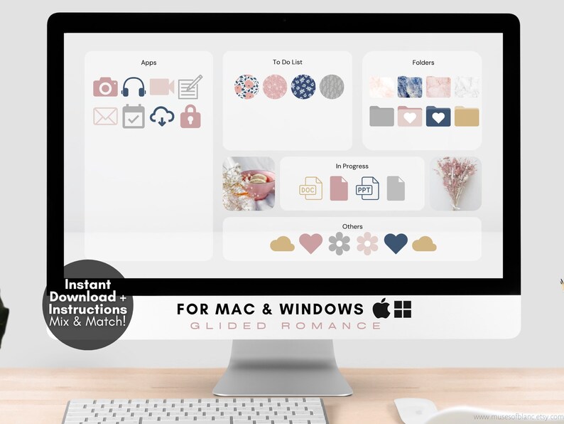 150 Cute Desktop Folder Icons Desktop Organizer Wallpaper for - Etsy