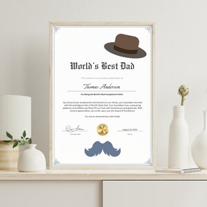 Editable World’s Best Dad Certificate Template, Custom Happy Father’s ...