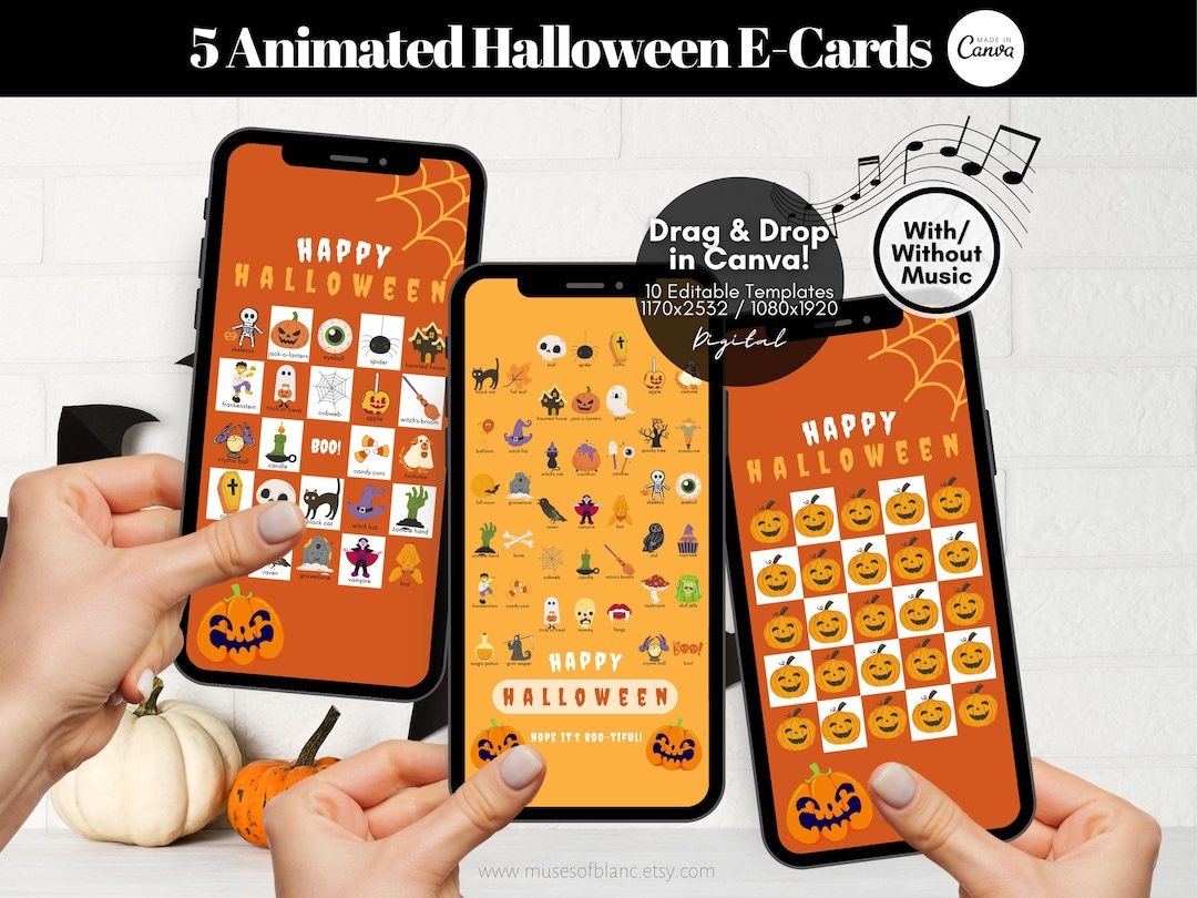 Editable Digital Halloween Cards Template, Animated Happy Halloween ...