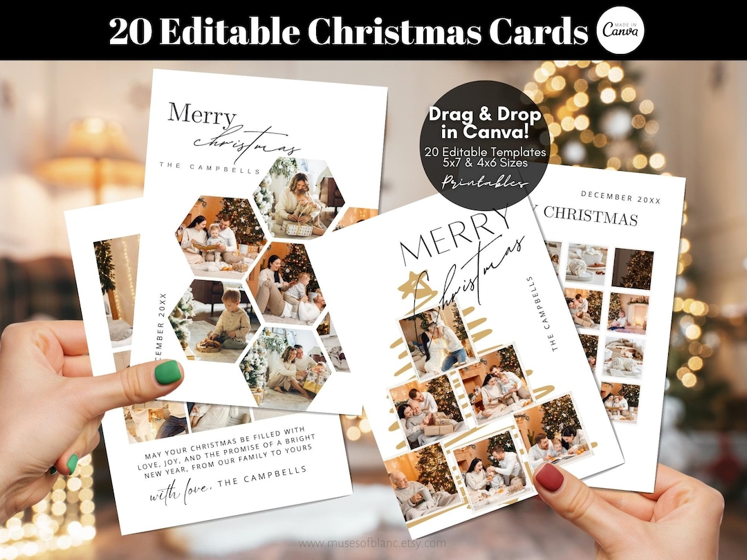 Editable Christmas Cards Templates, Printable Photo Christmas Cards ...