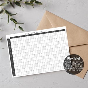 Editable 2025 Calendar Printable Year Planner, Year at a Glance 2025 Wall Calendar Annual ...