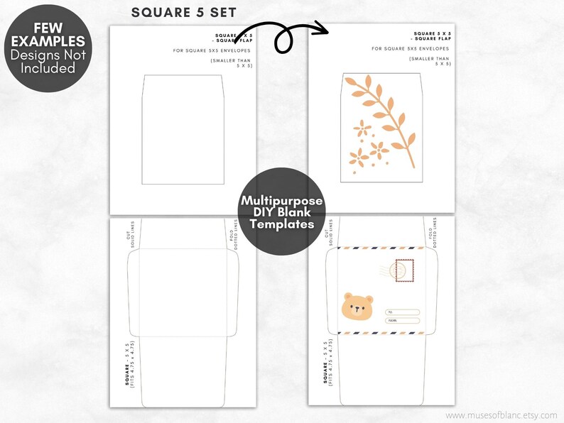 DIY Printable Envelope Template, Custom Envelope Liner Templates, A1 A2 ...