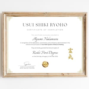 Editable Reiki Certificate of Completion, Usui Shiki Ryoho Reiki ...