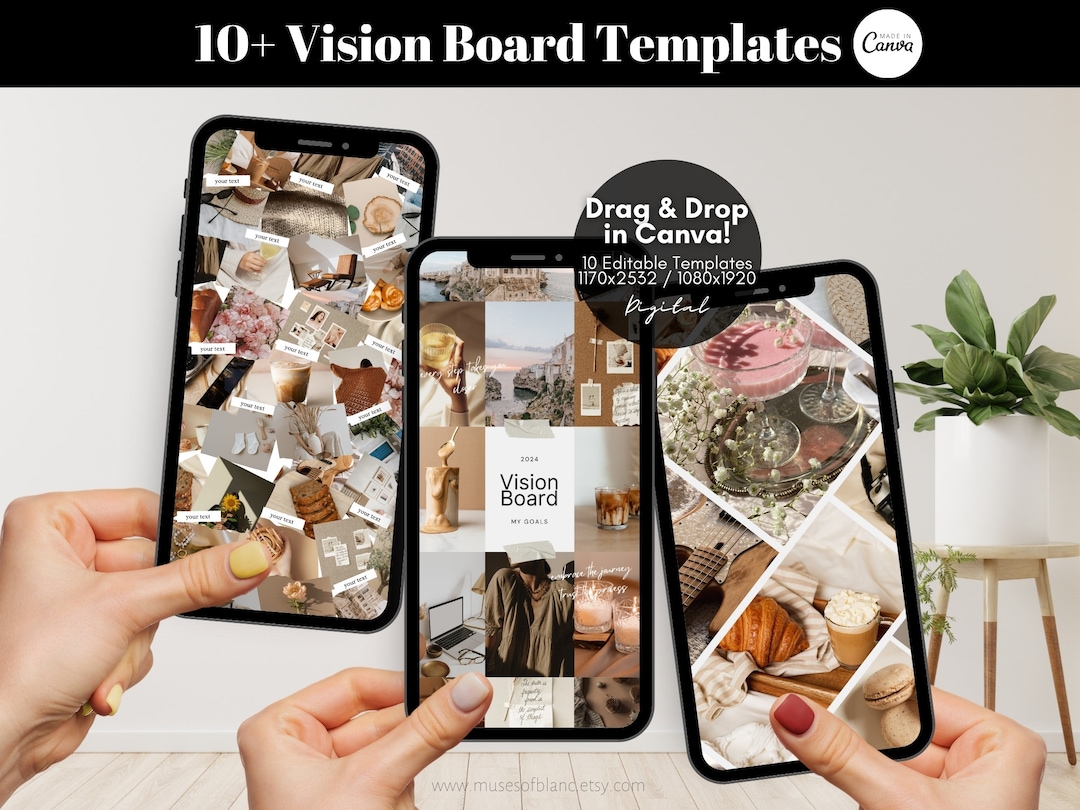 Editable Digital Vision Board Template, Custom Photo Collage Vision ...