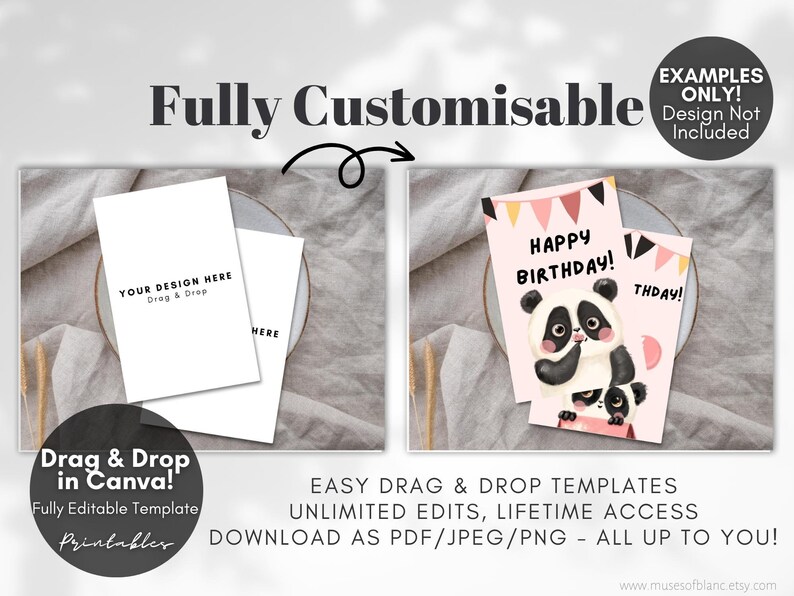 25 Drag and Drop Greeting Card Mockup Bundle, Editable Canva Template ...