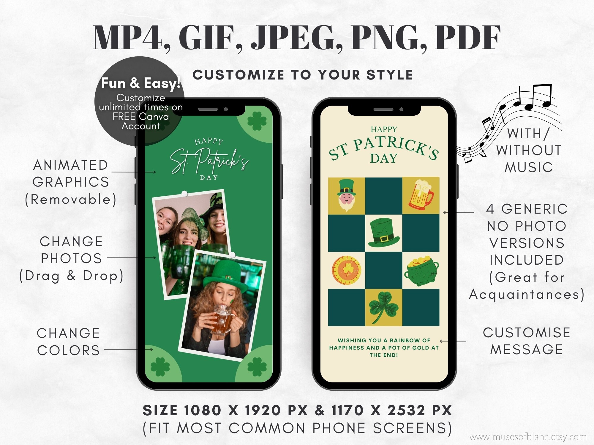 Editable Digital St. Patrick’s Day Cards Template, Animated Saint ...