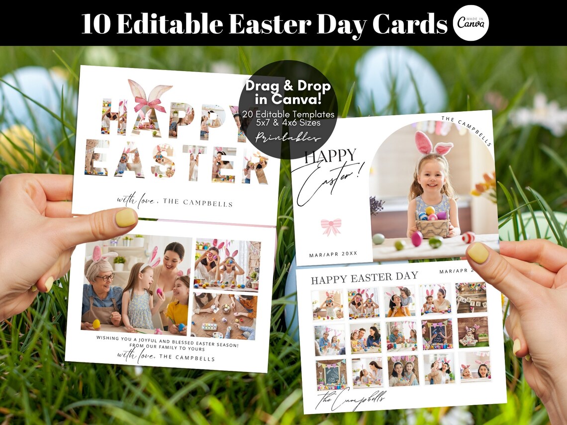Editable Easter Cards Template, Printable Easter Cards Digital, Photo ...
