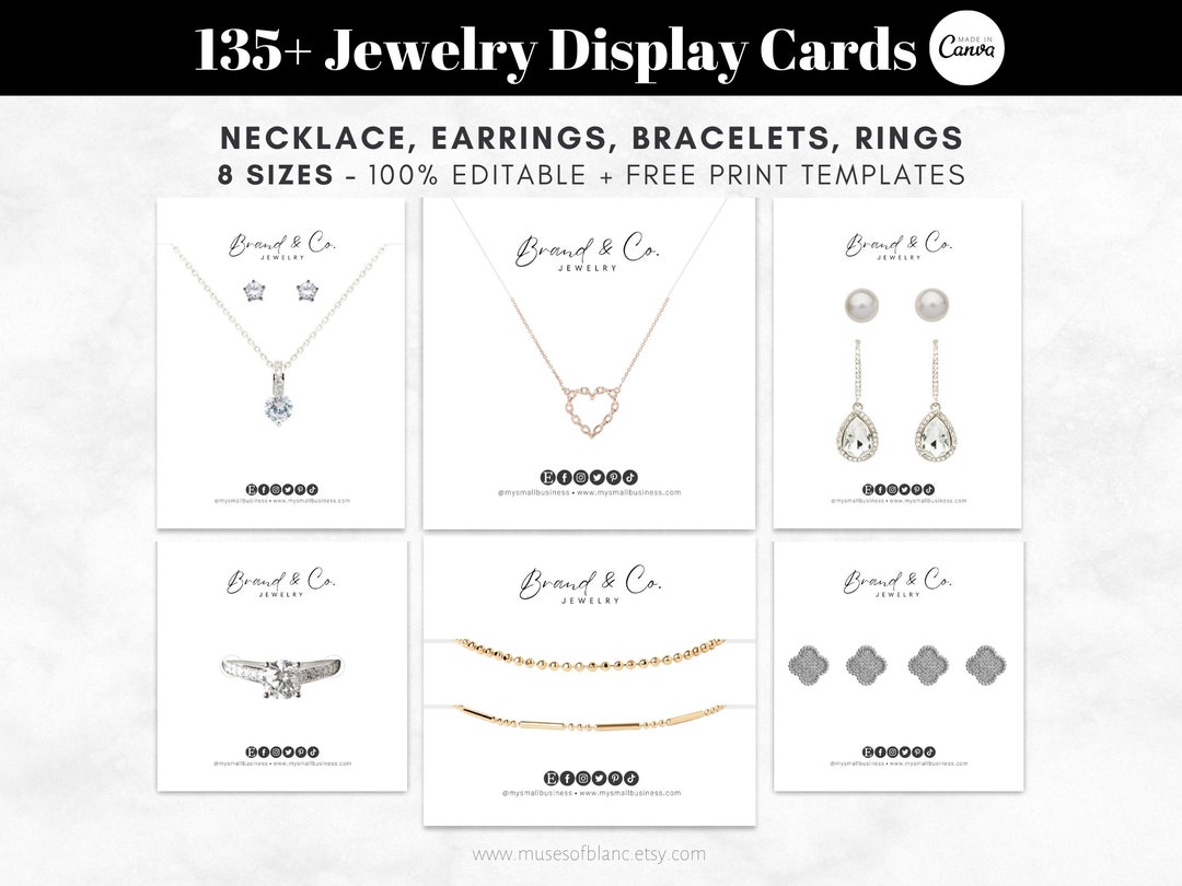Editable Jewelry Display Cards Templates, Custom Jewelry Cards for ...