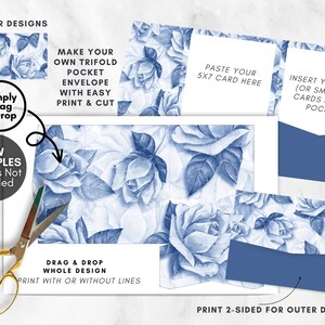 Drag and Drop Trifold Pocket Envelope Template, Printable 5x7 Tri Fold ...