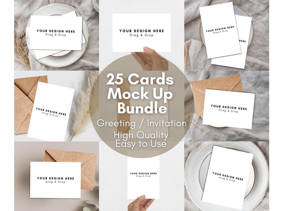 25 Drag and Drop Greeting Card Mockup Bundle Editable Canva - Etsy
