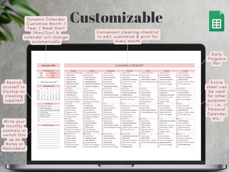 Cleaning Tracker Spreadsheet, Cleaning Schedule Google Sheets, Cleaning ...