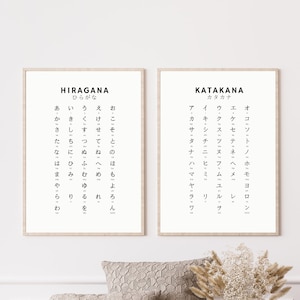 Japanese Hiragana Wall Print, Katakana Wall Print, Set of 2 Kana Chart ...